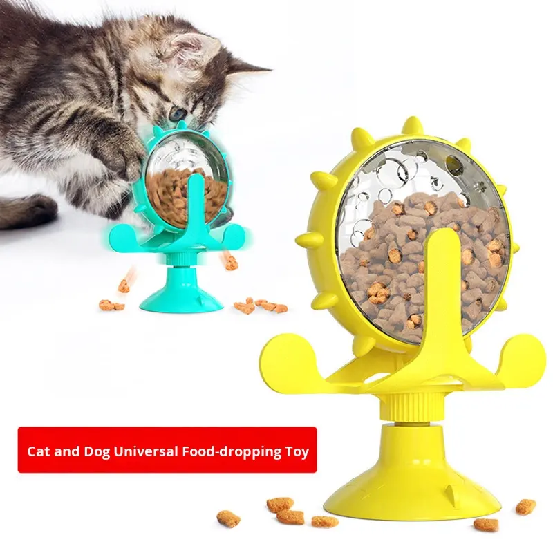 New Puppy Toy Cat Funny Slow Feeding Food Dispenser Windmill Turntable ...