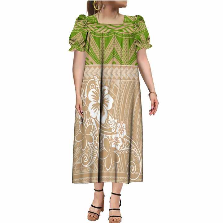 New Custom Hawaiian Island Print Micronesian Muumuu Mumu Dress Ladies ...