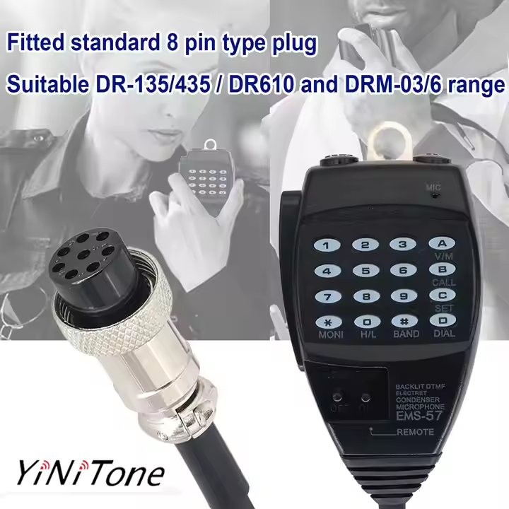 Alinco EMS-57 Hand Microphone XLR Wired Walkie Talkie DTMF Keypad Compatible DR-620D/635 X-SR8E ...