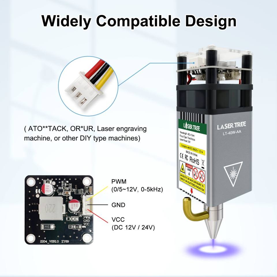Laser Tree 40W Laser Module - 5W Diode Laser Engraving Cutting Head for ...
