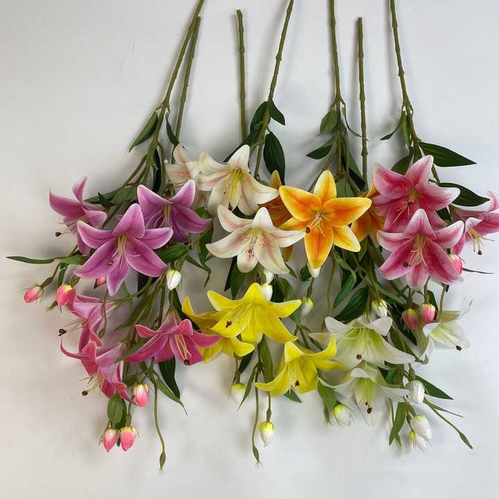 YOPIN-3577 New Arrivals 6 Heads Long Stem Lily Flower Real Touch Lily ...
