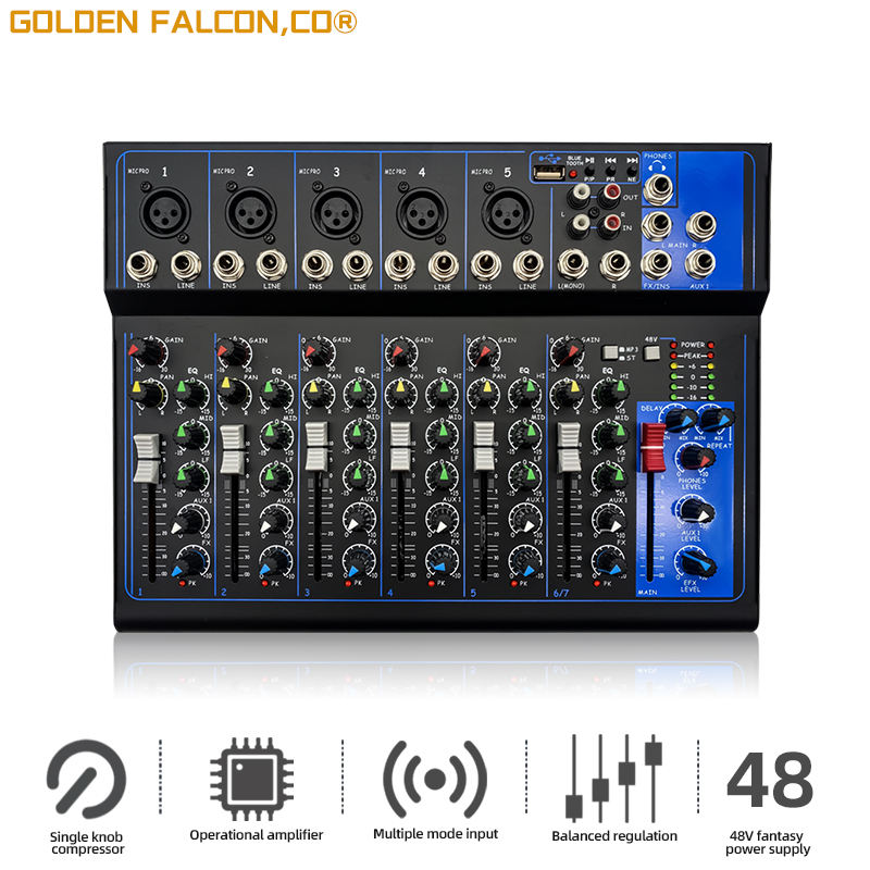 Audio Sound Cards Mixer F7 - Professional 7 Channel Amplifier