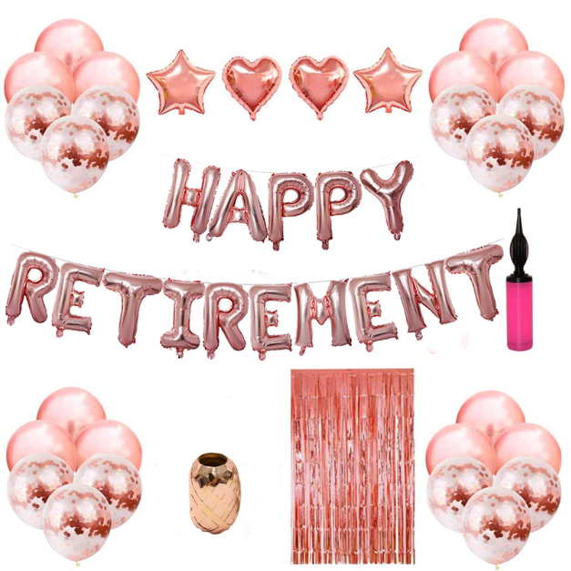 Rose Gold Happy Retirement Foil Balloon Helium Confetti Balloons Fringe ...