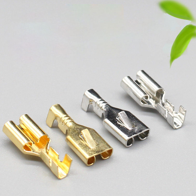 6.3 MM Copper Crimp Terminal Connector Female Silver & Copper Color for ...