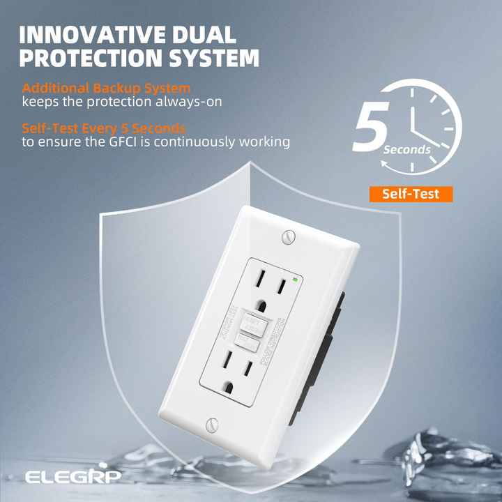 UL Listed 15 Amp TR In-wall Self-Test GFCI Socket Manufacturers Ground ...