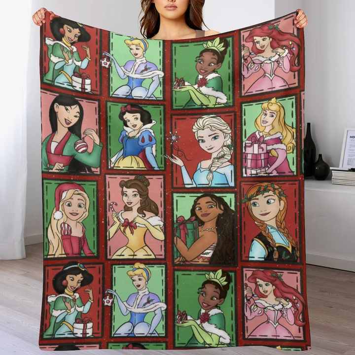 The Hot-selling Christmas Fleece Blanket TEMU Princess Cartoon Blanket ...
