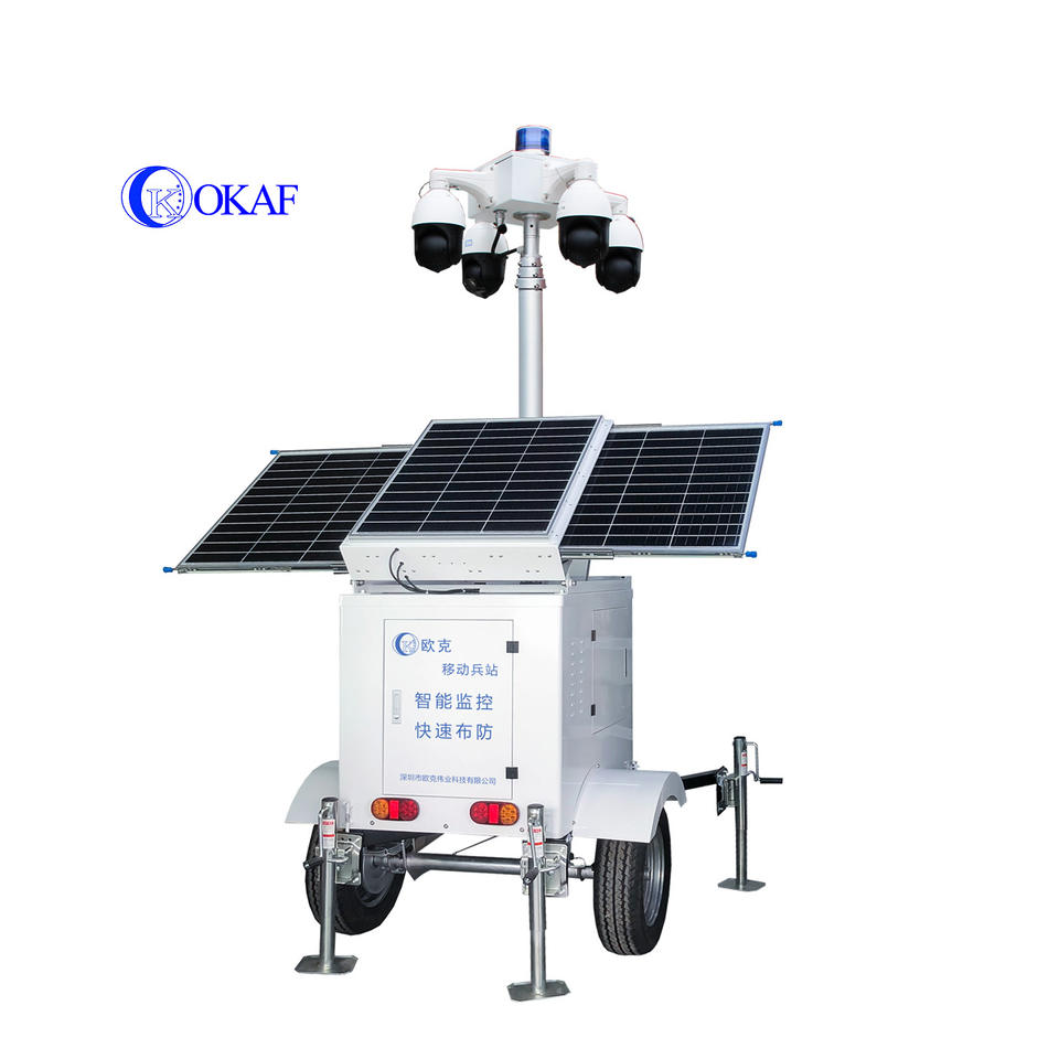 Mobile Solar CCTV Surveillance Camera Trailer for Security