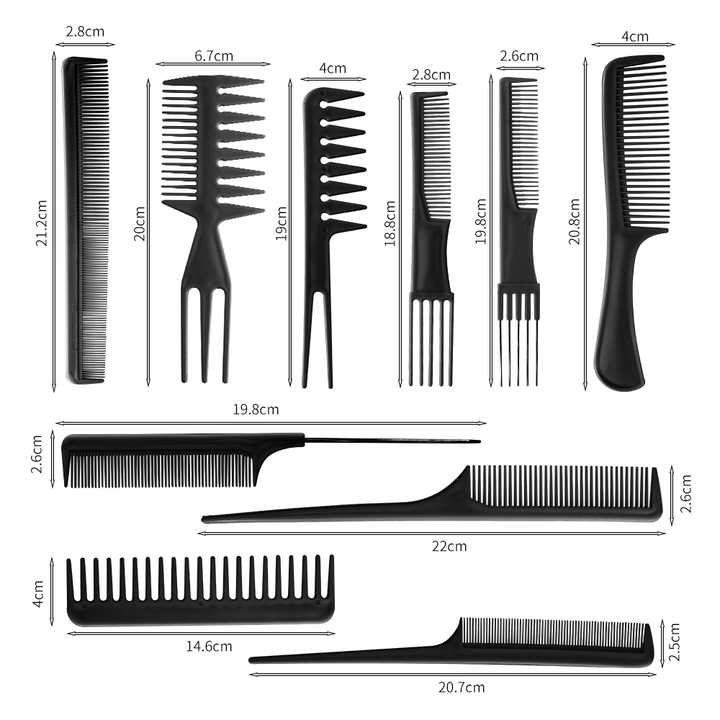 Salon-Quality 10PCS Lightweight Professional Anti-Static Hair Styling ...