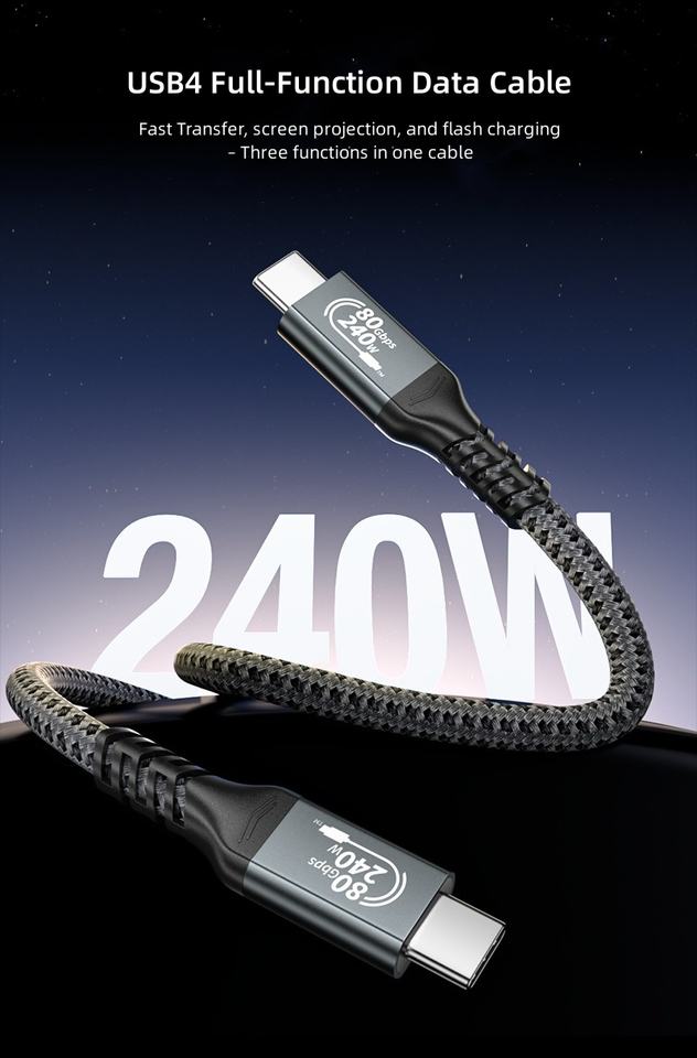 80Gbps High Speed Full Functional Thunder Bolt 4K Video Cable Male-to ...