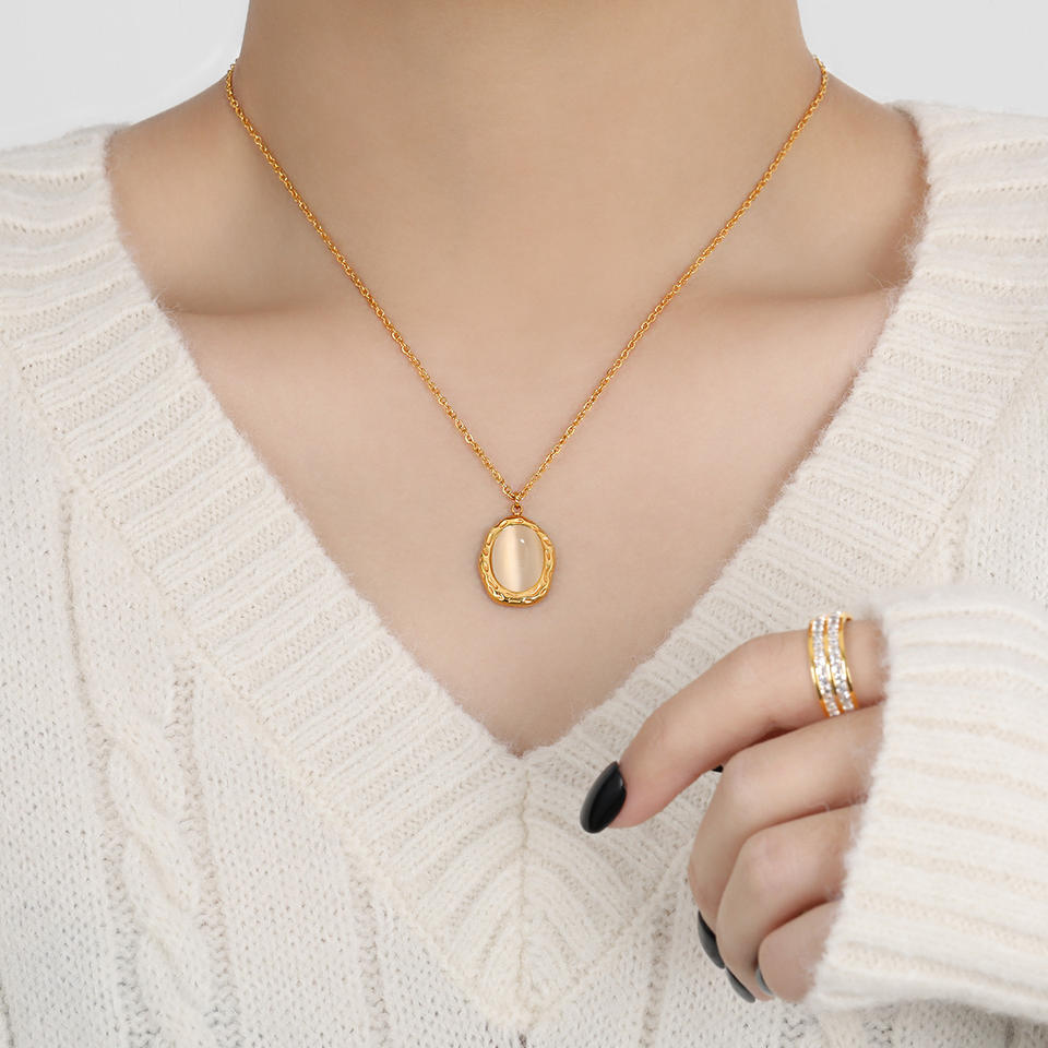 Trendy Geometric Fashion Irregular Texture Natural Stone Pendant ...