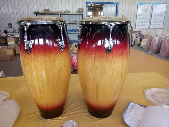 True Skin Cow Heads Wooden Conga Drum - Latin Percussion