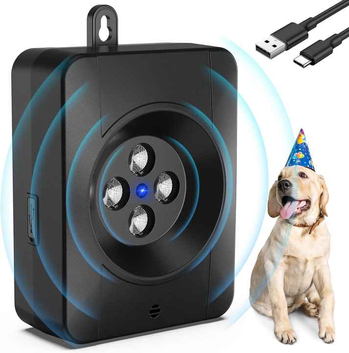 Ultrasonic Anti Dog Barking Device with 4 Speakers Rechargeable ...
