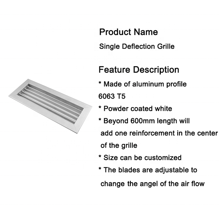 Aluminium Single Deflection Grilles for Efficient Ventilation