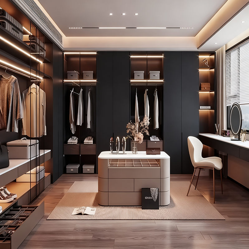 Open Walk-in Closet 2025 Custom Design Modern Wooden Wardrobe Creating ...