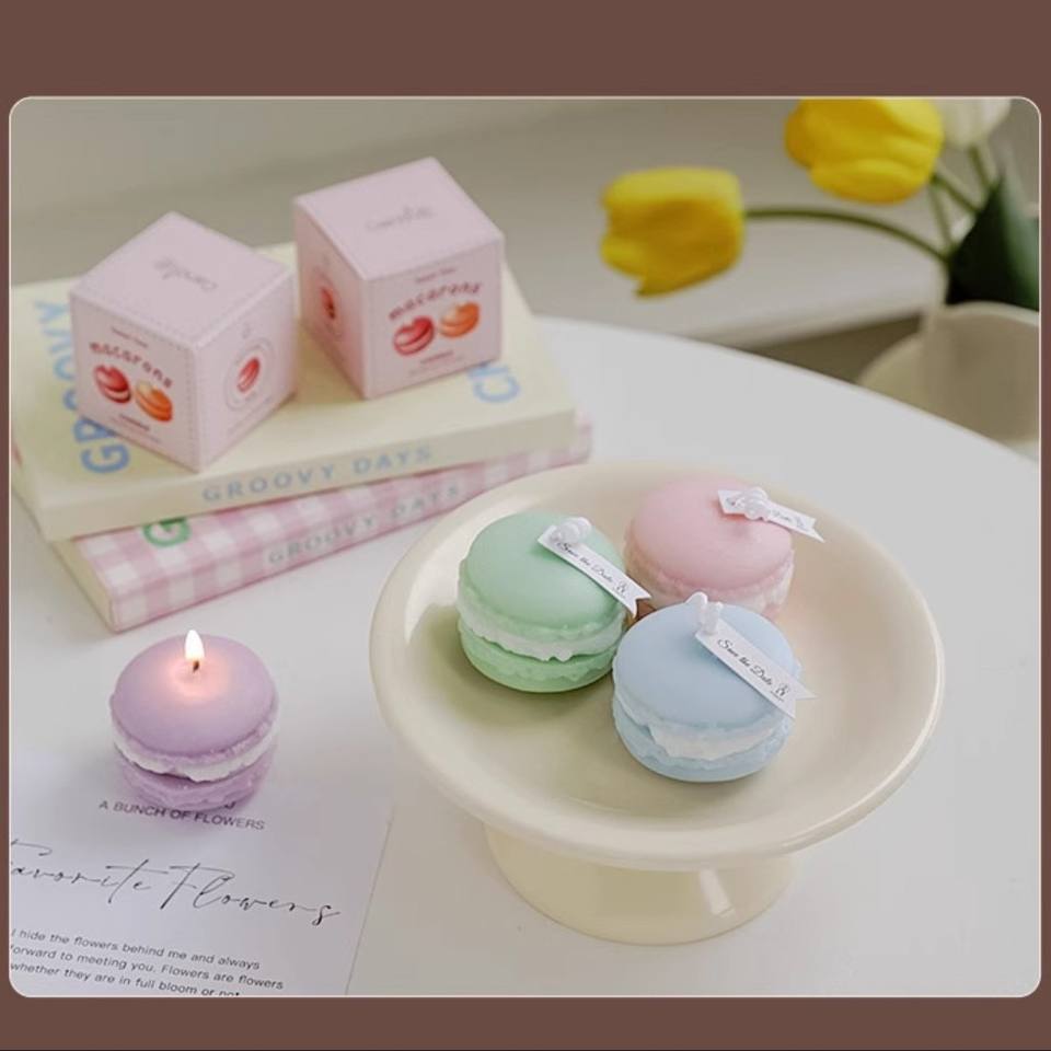 Macaron Shaped Scented Candle Wedding Favors Food Dessert Candle Gift ...
