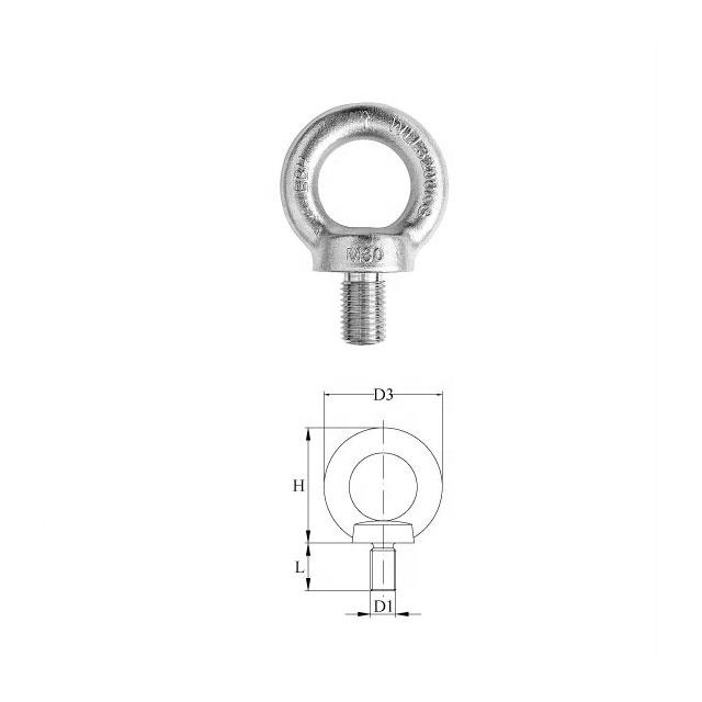 DIN 580 Eye Bolt - Stainless Steel with Galvanized Finish