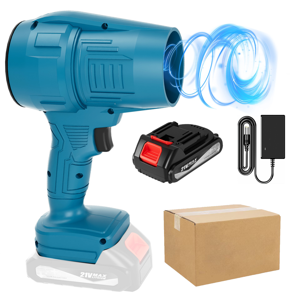 21V Blue Electric Leaf Blower Handheld Leaf Blower Cordless with ...