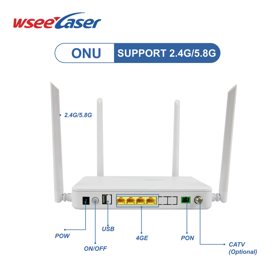 2025 Ultra-Fast XPON/GPON ONU 4 Gigabit Ports Dual-Band WiFi GPRS TCP ...