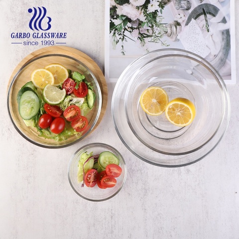 Clear glass slant buffet room glass salad bowl glass fruit bowl ...
