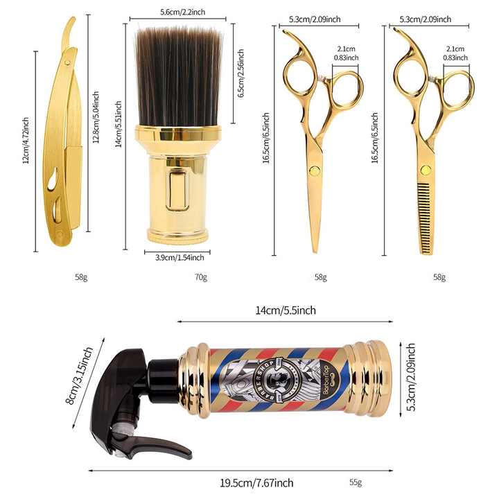 New Arrived Gold Hair Cutting Tools Kit Neck Duster Beard Brush Hair ...