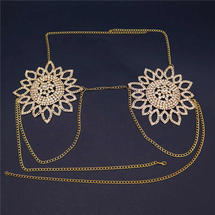 Sexy Sunflower Water Diamond Body Chain for Nightclub Party
