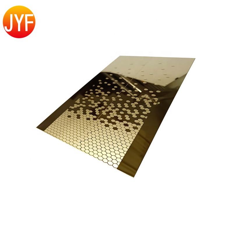 M217 Mirror Etched Gold Stainless Steel Sheet for Elevator Door/ Hotel ...