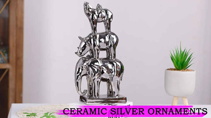 Redeco 2023 New Trend Modern Style Elephant Statue Silver Color Animal ...
