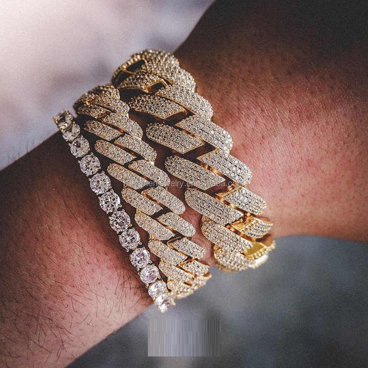 Rapper Bracelet - 19mm Heavy Men Chain Bling CZ Cuban Hip Hop