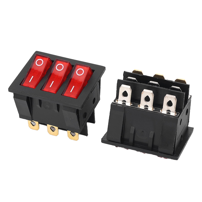 Three Button Rocker Switch Industrial SPST 20A 24V 6P Solder ...