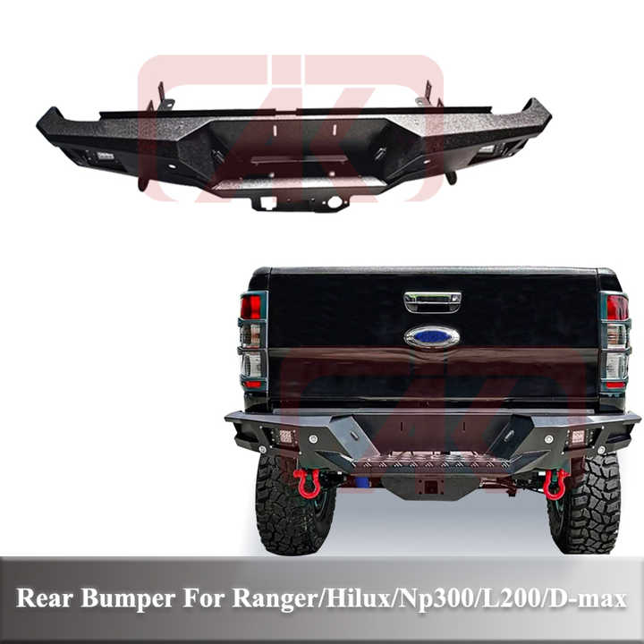 Heavy Duty Black Steel Rear Bumper for Ford Ranger PXI PXII PXIII T7 T8 ...
