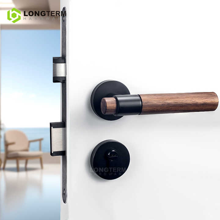 Split Wood Door Lever Handle Sets - Modern Zinc Alloy