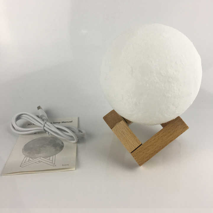 3D Moon Light Creative LED Night Light Cute Unplugged Bedside Lamp ...