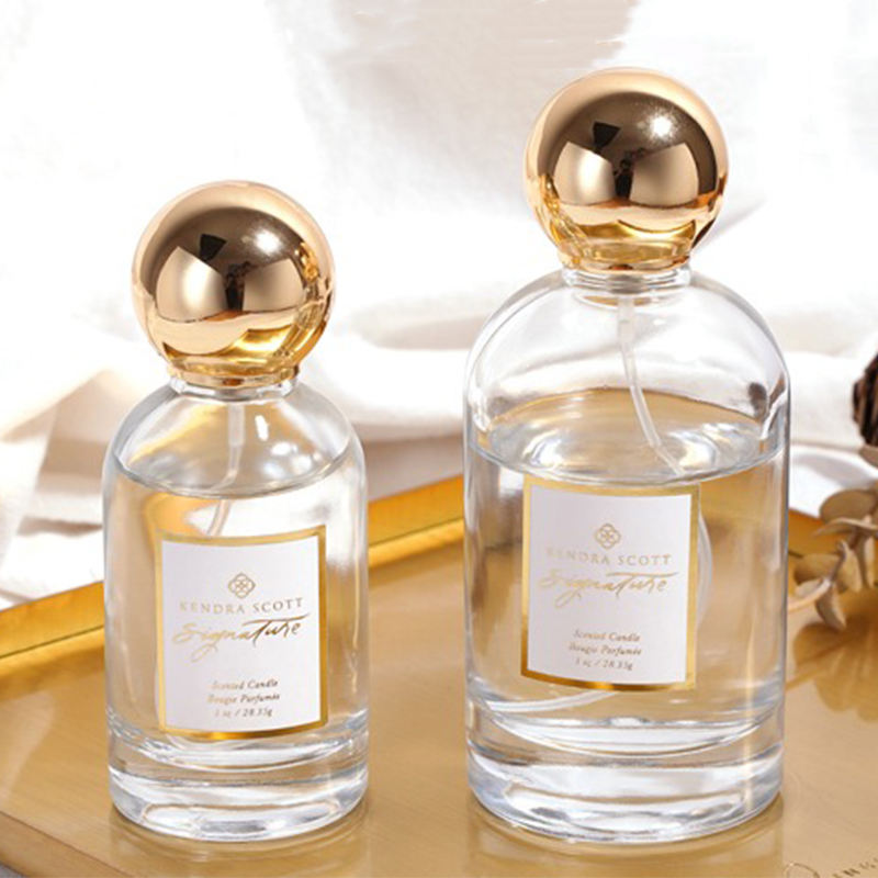 Empty Perfume Bottle Round Luxury Gold Cap Spray Atomizer Glass Bottles ...