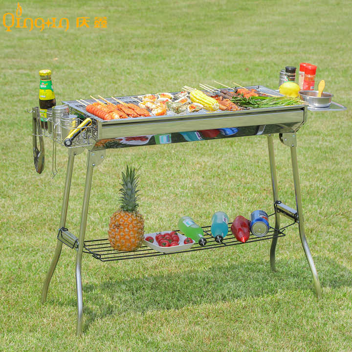 Portable Stainless Steel BBQ Grill Rack Thickened Chrome Plated Grill Mesh for Outdoor Camping ...