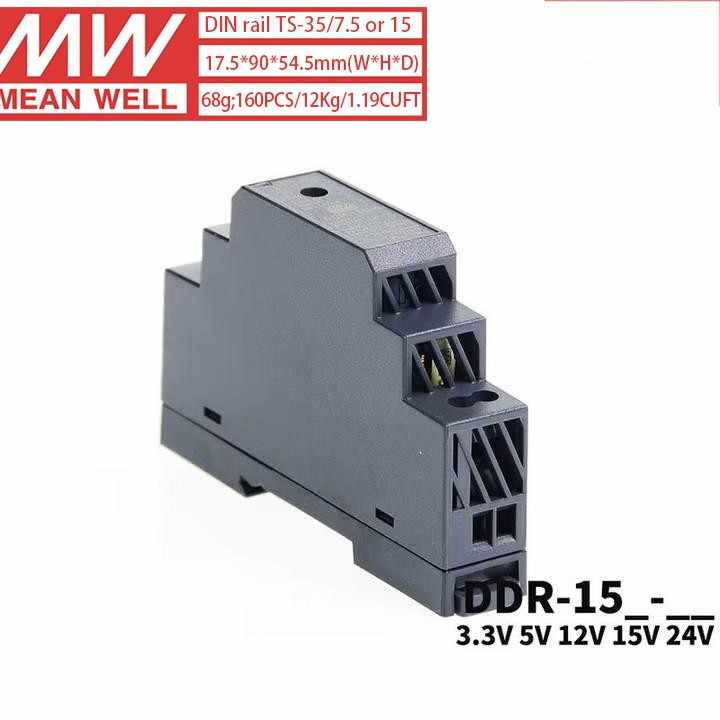 MeanWell DDR-15G-3.3 15W 3.3V DC-DC Din Rail Power Supply Single Output ...