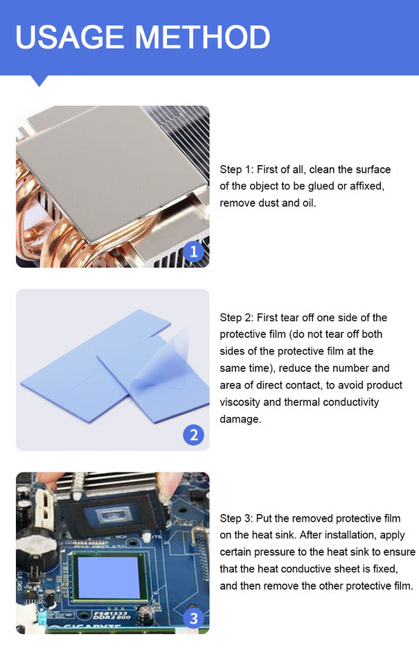 Thermal Interface Material 3W 2mm Silicone Conductive Pad Heat ...
