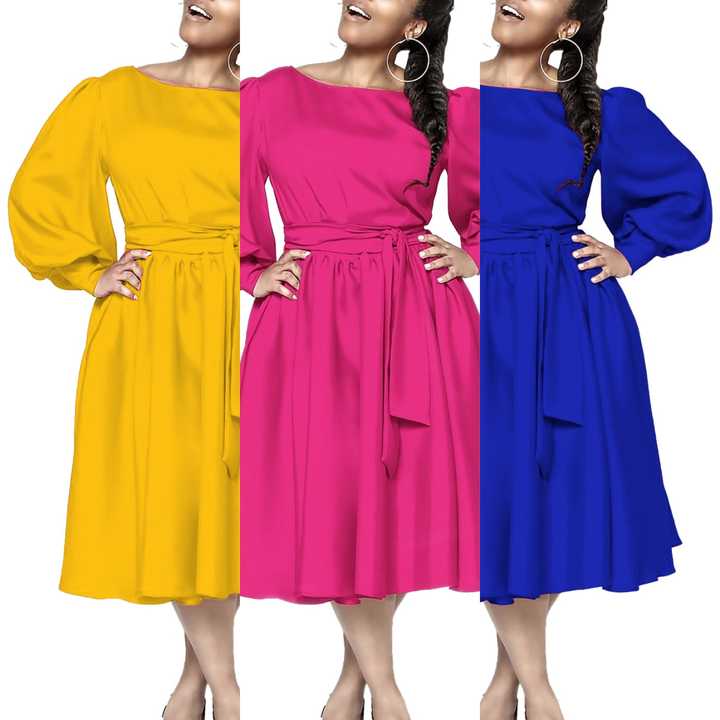 Mg1479 Latest Design Elegant Dresses Women Casual Long Sleeve O-neck ...