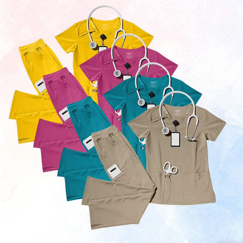 2026 New Women's High-Waisted Nursing Scrubs Set Stretch Medical ...