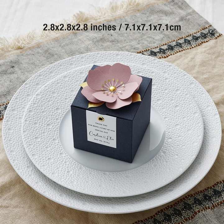 Navy Blue Favor Boxes, Set of 10 for Wedding, Baptism, Bridal Party and ...