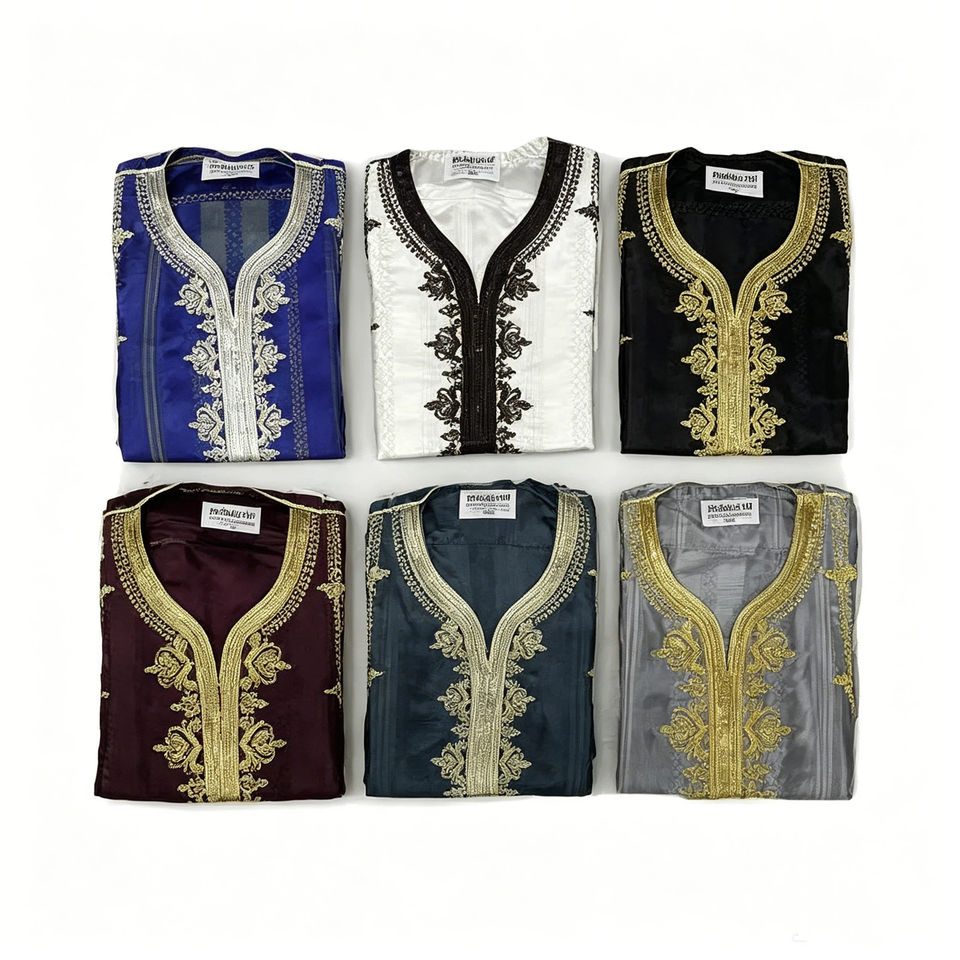CCY African Boy Thobe Moroccan Kaftan Dress Gold Embroidery Muslim ...