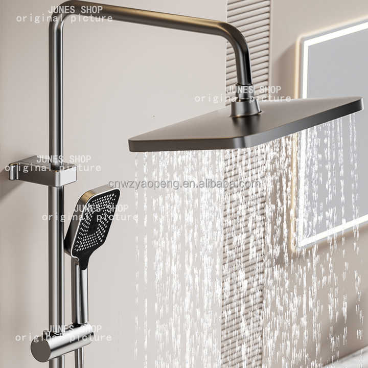 Luxury LED Piano Shower Set with Temperature Display Rain and Waterfall ...