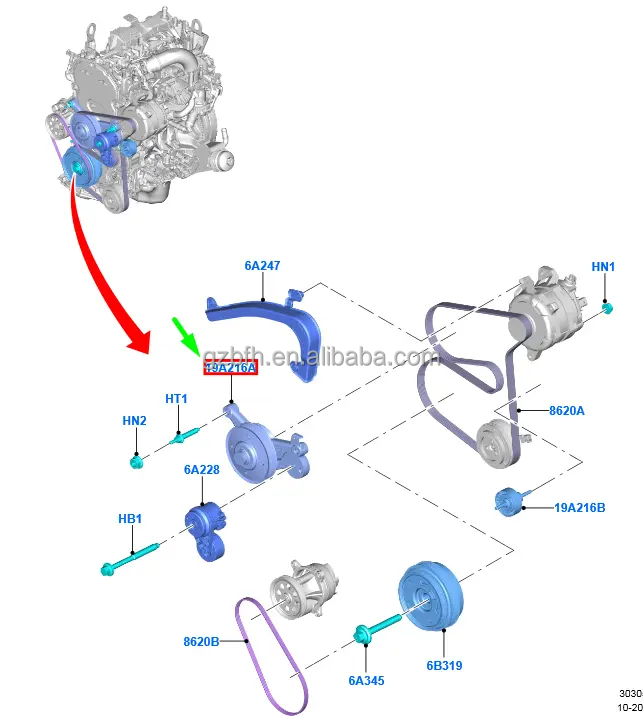 福特游侠珠穆朗玛峰2.0 2020- JB3Q-8609-AB JB3Q-6A228-AA JB3Q-19A216-AA 2215493的张力 ...