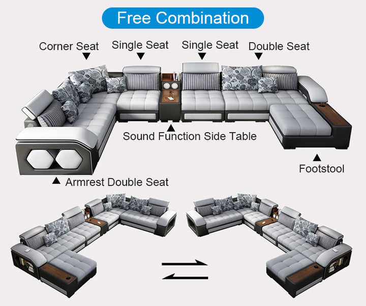 Luxury Modern Design Large 7 Seater Sectional Sofa Couch