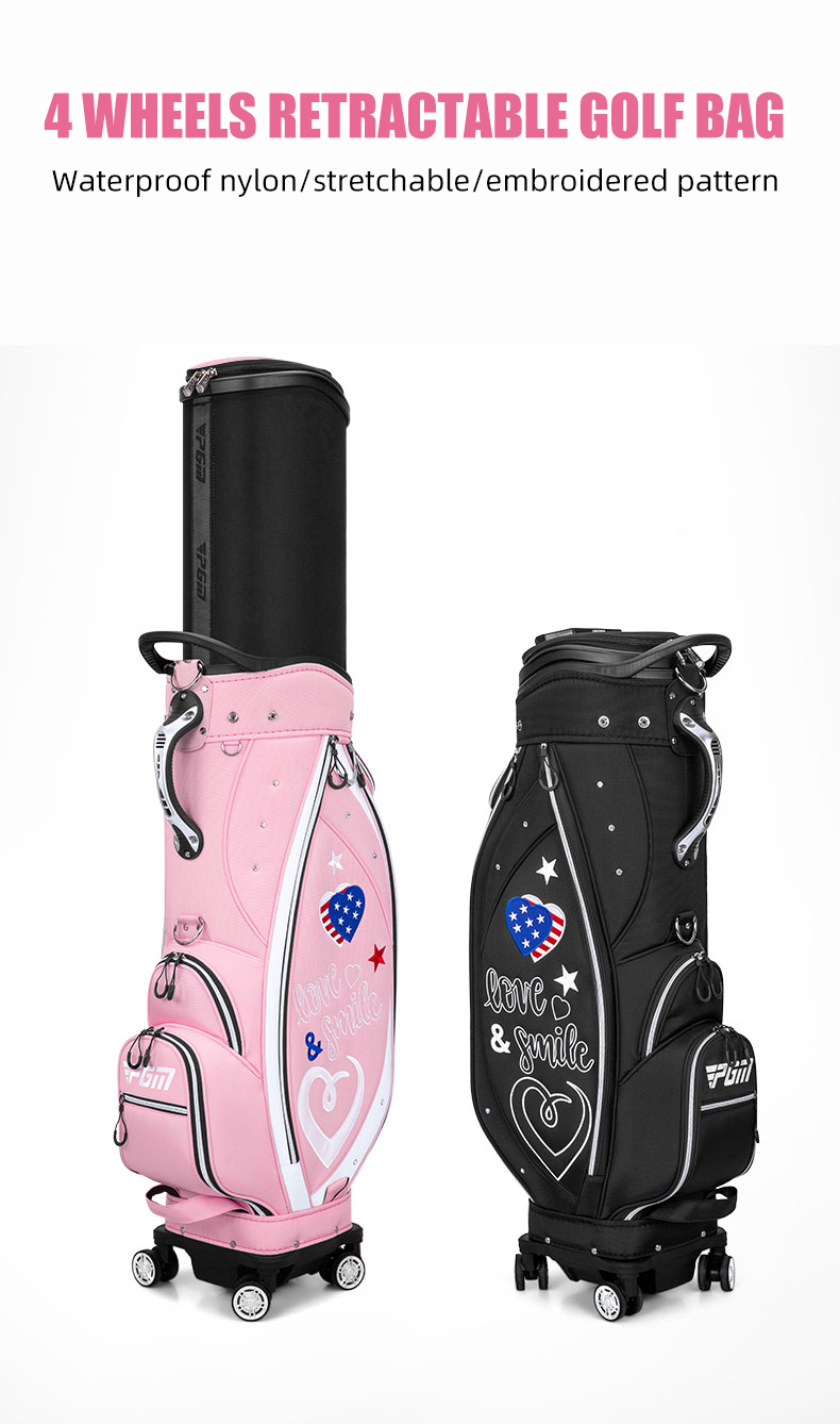PGM QB135 cute golf bag female golf travel bag pink golf bags with ...