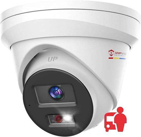 US Delivery 5MP Turret Poe IP Camera Smart Dual Light Human/Vehicle ...