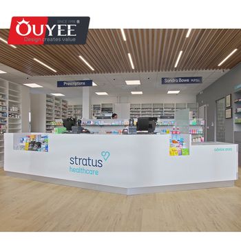 Wood Pharmacy Shelves Shop Interior Display Racks Furniture Medical ...