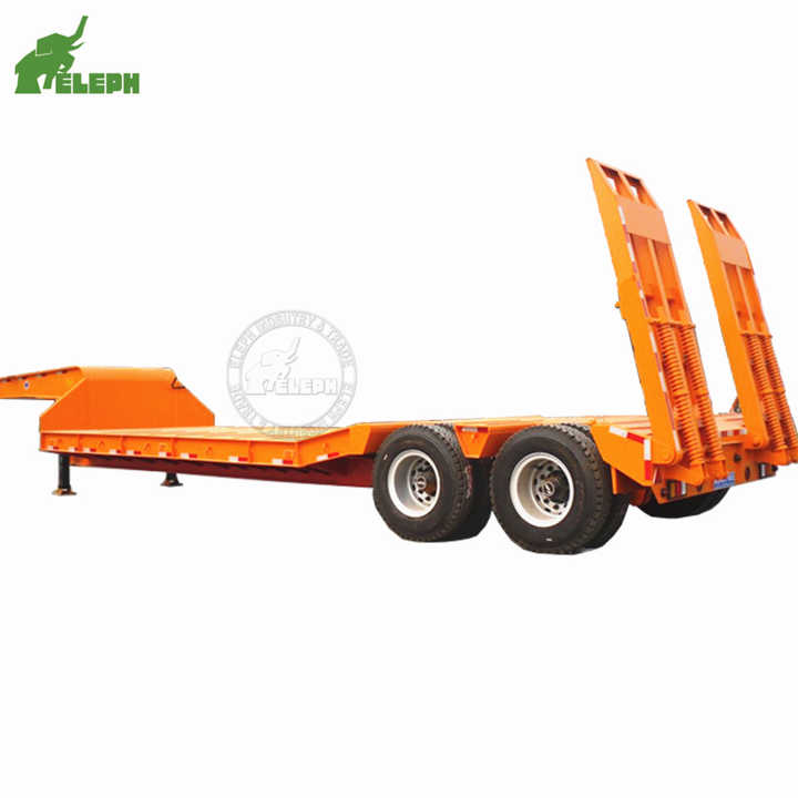 Single Axle 2 Axles Lowbed Semi Truck Trailer Low Loaders Trailer With ...