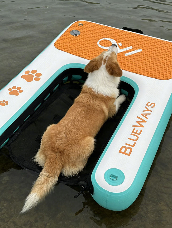 Inflatable Dog Boat Ramp PVC Non-Slip Floating Platform and Pup Plank ...