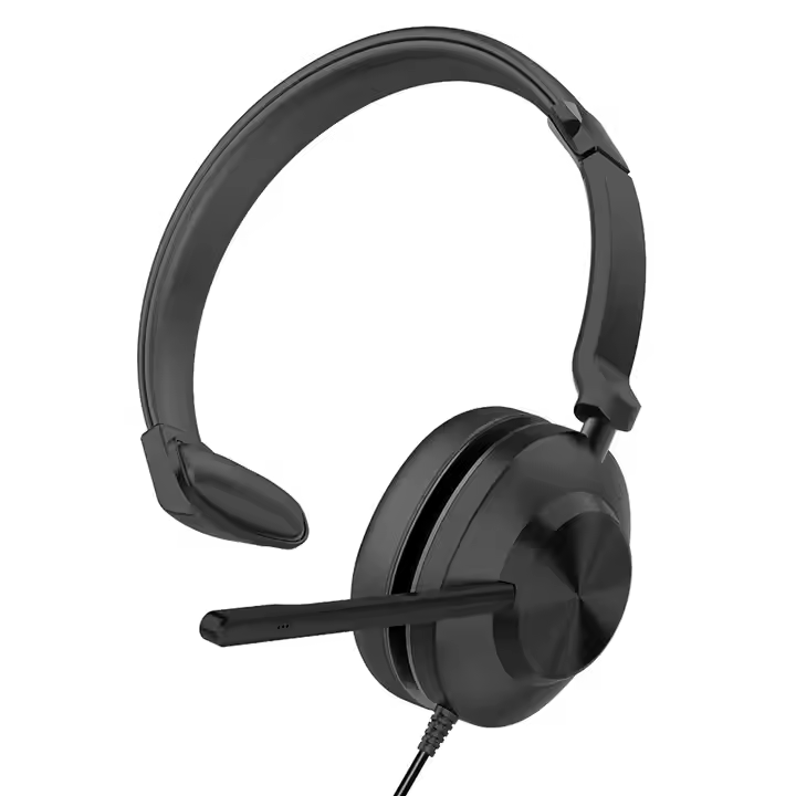 Adjustable Headband Mono Headphone Single Ear Lightweight Wired Headset ...