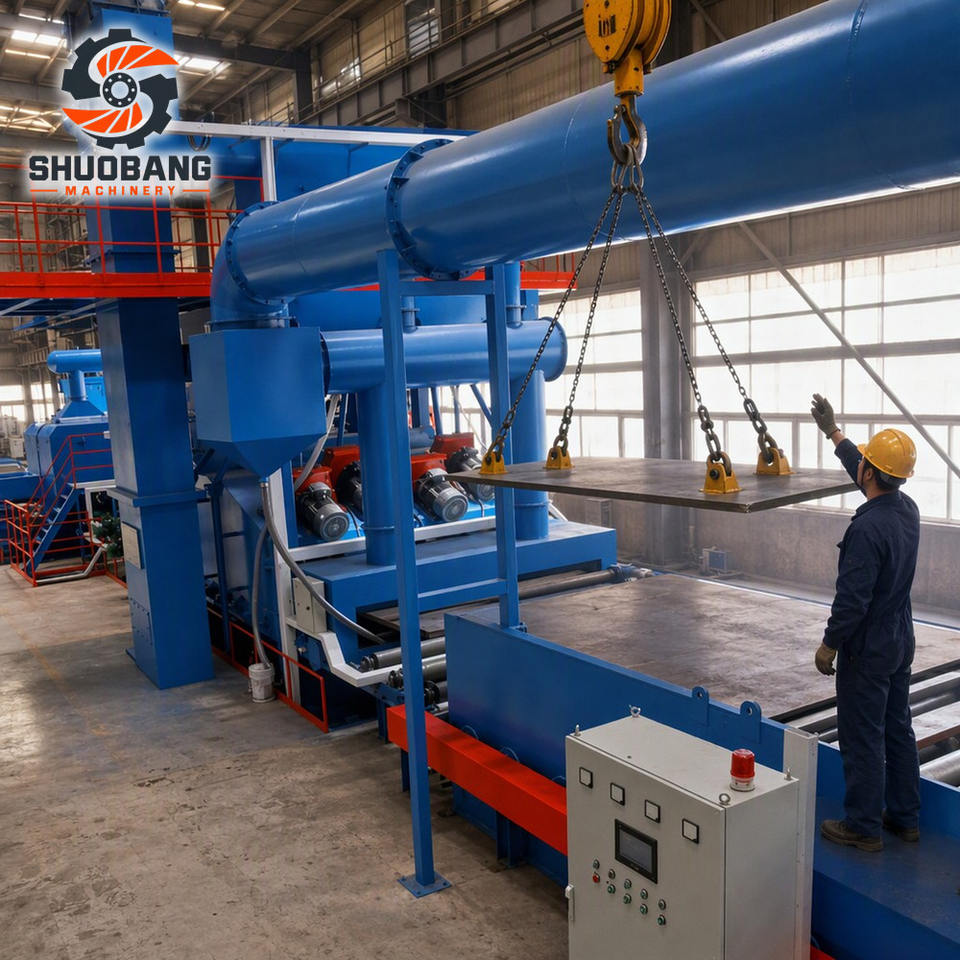 Automatic Electric Steel Plate Shot Blasting Machine with PLC Control ...